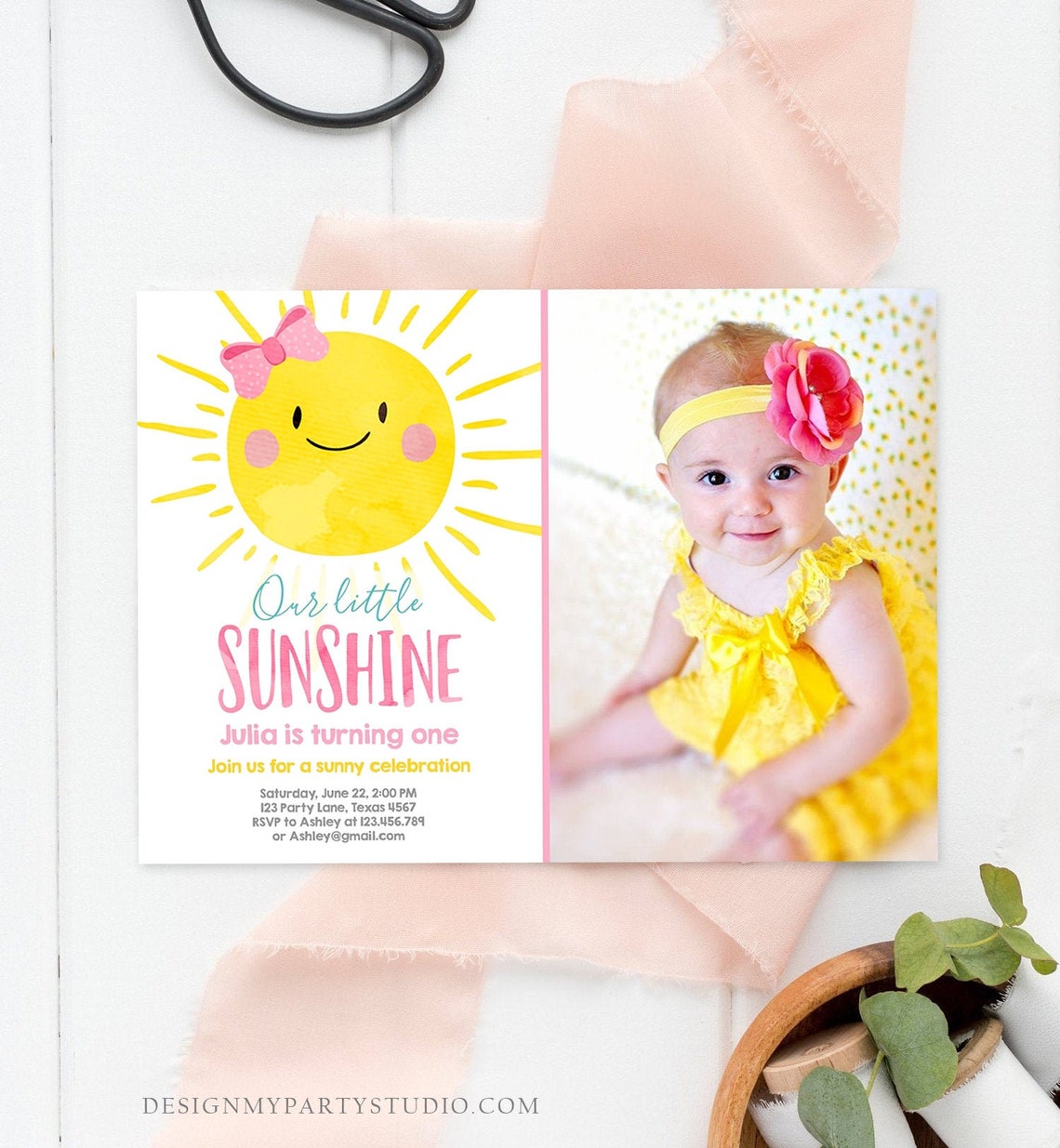 Editable Sunshine Birthday Party Invitation You Are My | Etsy
