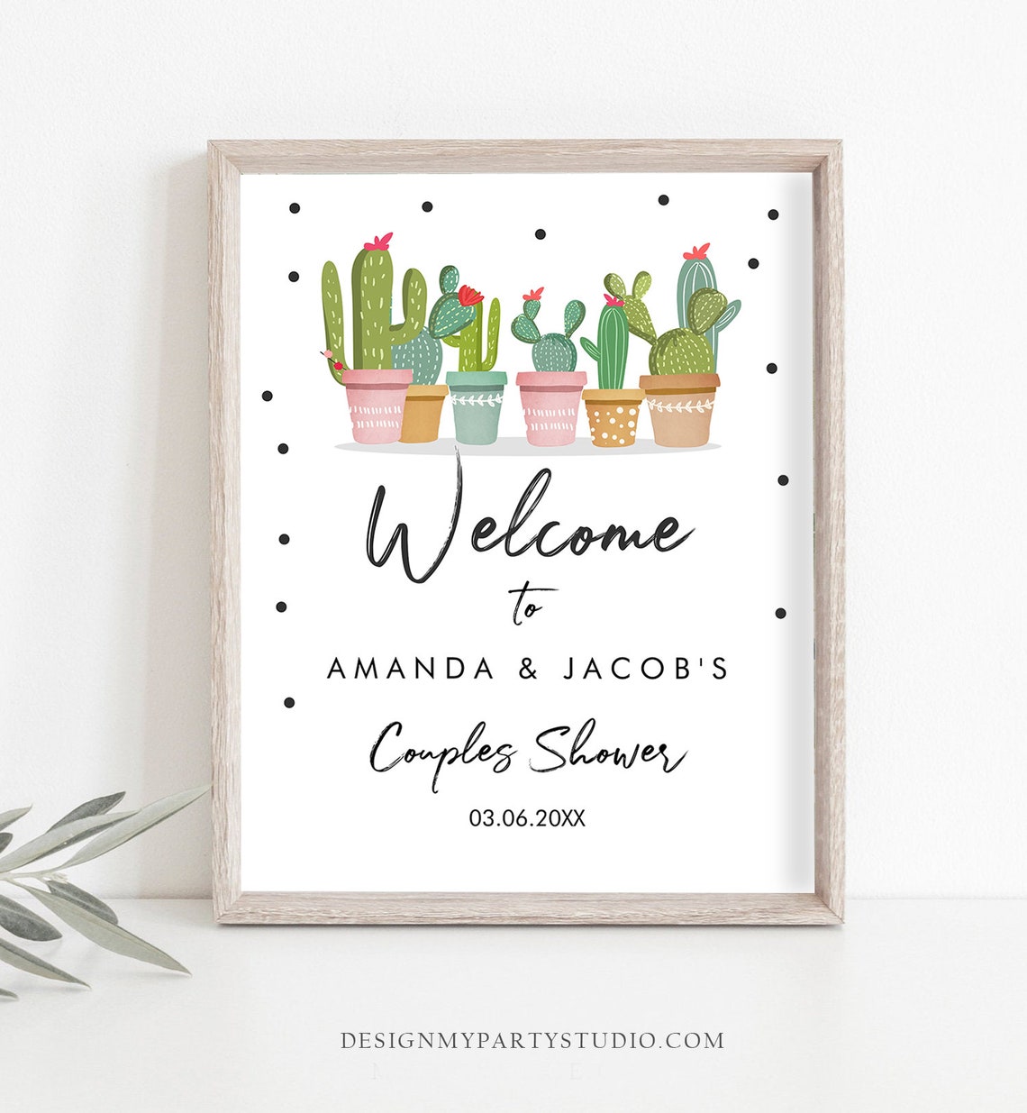 Editable Cactus Couples Shower Welcome Sign Mexican Succulent | Etsy