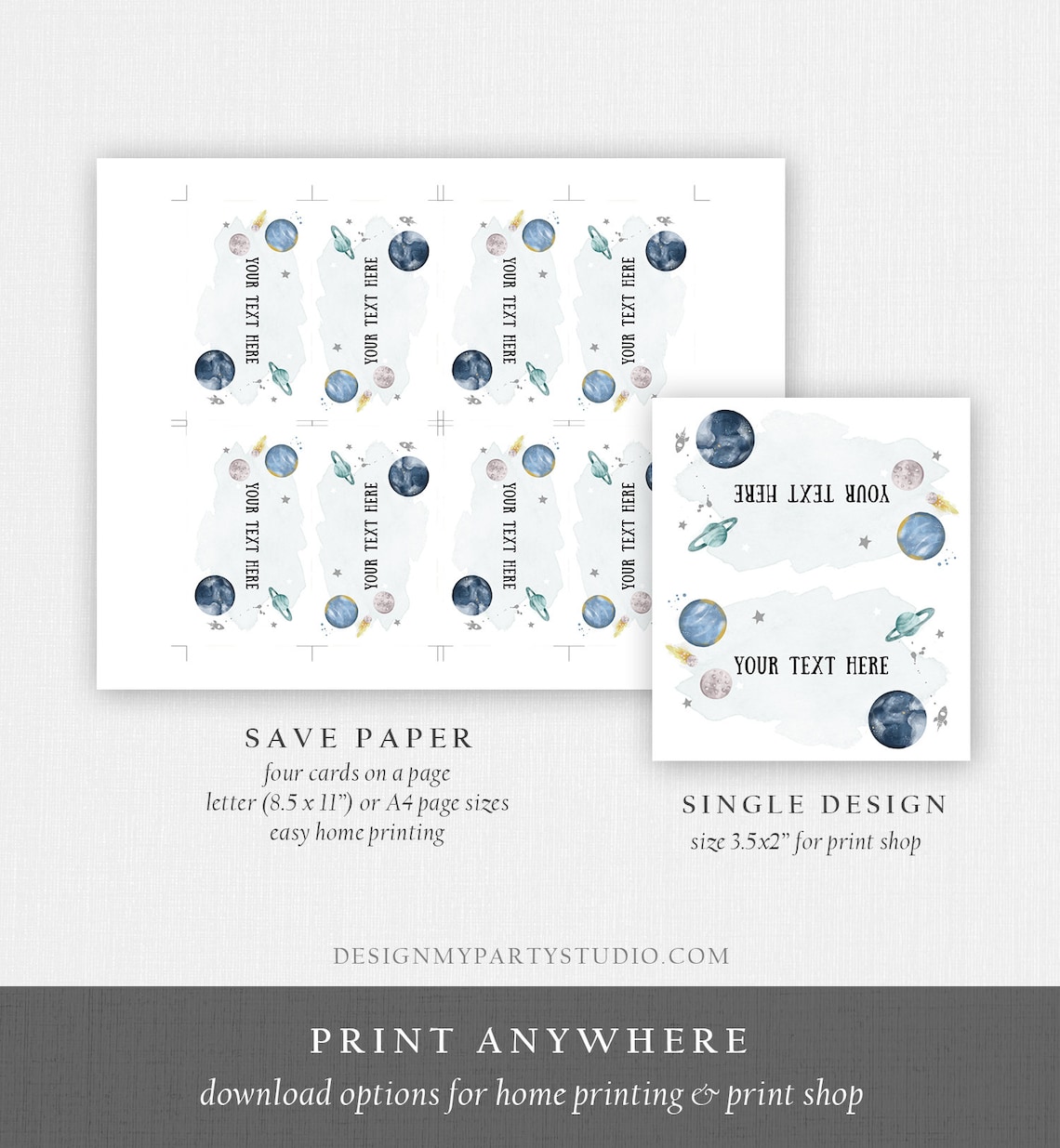 Editable Outer Space Food Label Birthday Galaxy Insert Card Label Place ...