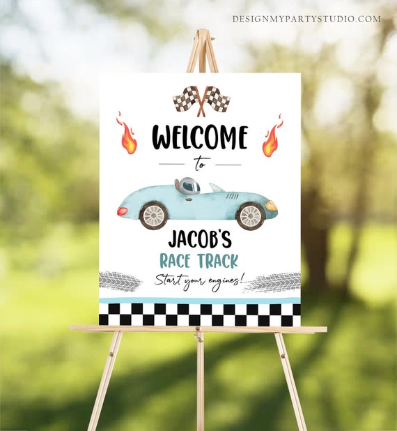 Editable Racing Birthday Welcome Sign Race Car Birthday Sign | Etsy