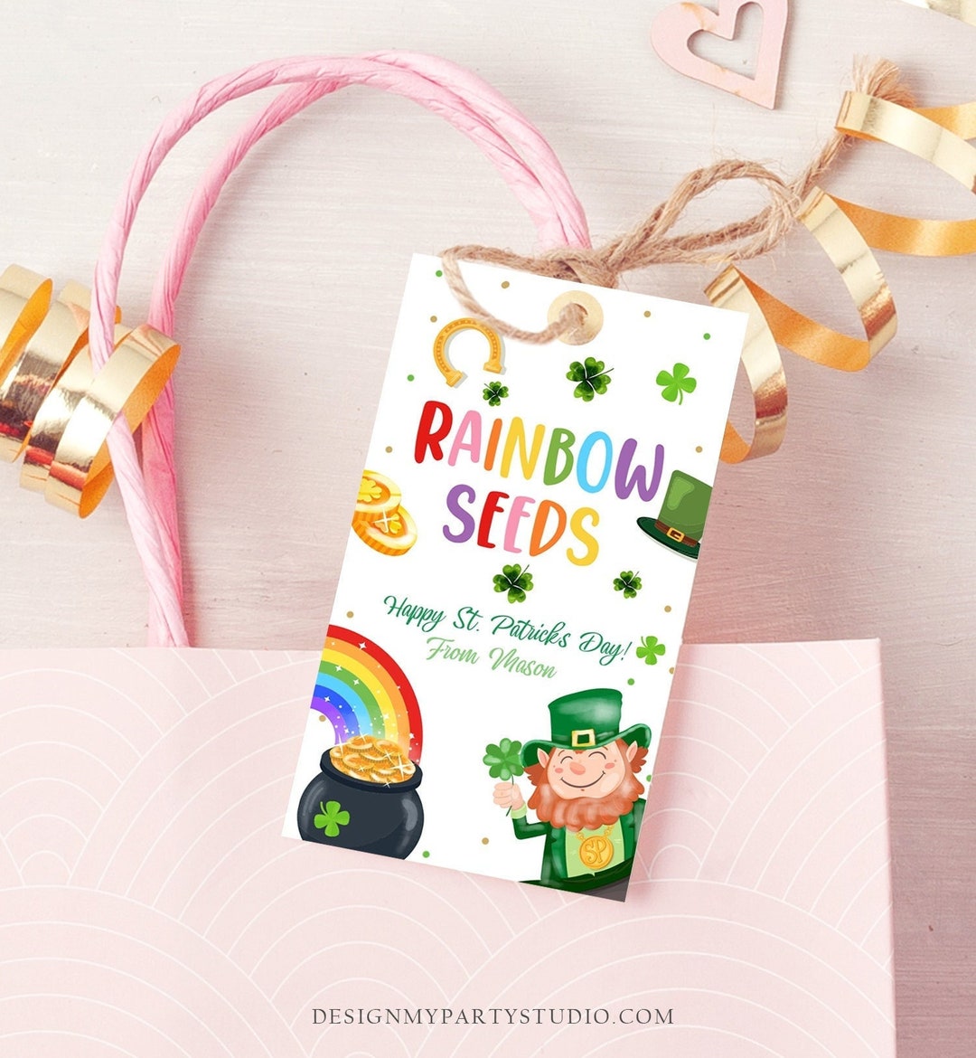 Editable St. Patrick's Day Tag Rainbow Seeds Tag Treat Favor Tag Friend ...