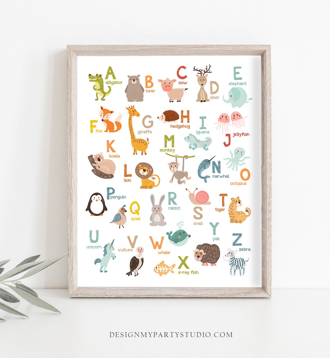 Set of 2 Alphabet Wall Art Alphabet Animals Animal Numbers 3 - Etsy