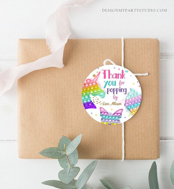 Editable Fidget Party Favor Tags Pop it Party Thank You Tag Gift Tag ...