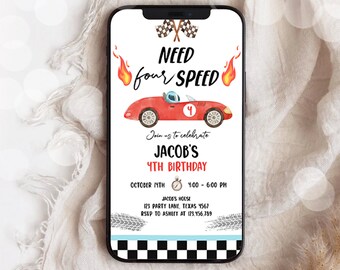 Need FOUR Speed Birthday Invitation Template Editable Red - Etsy