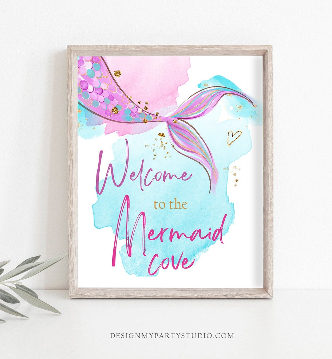 Mermaid Birthday Welcome Sign Table Decor Welcome to the Mermaid Cove ...