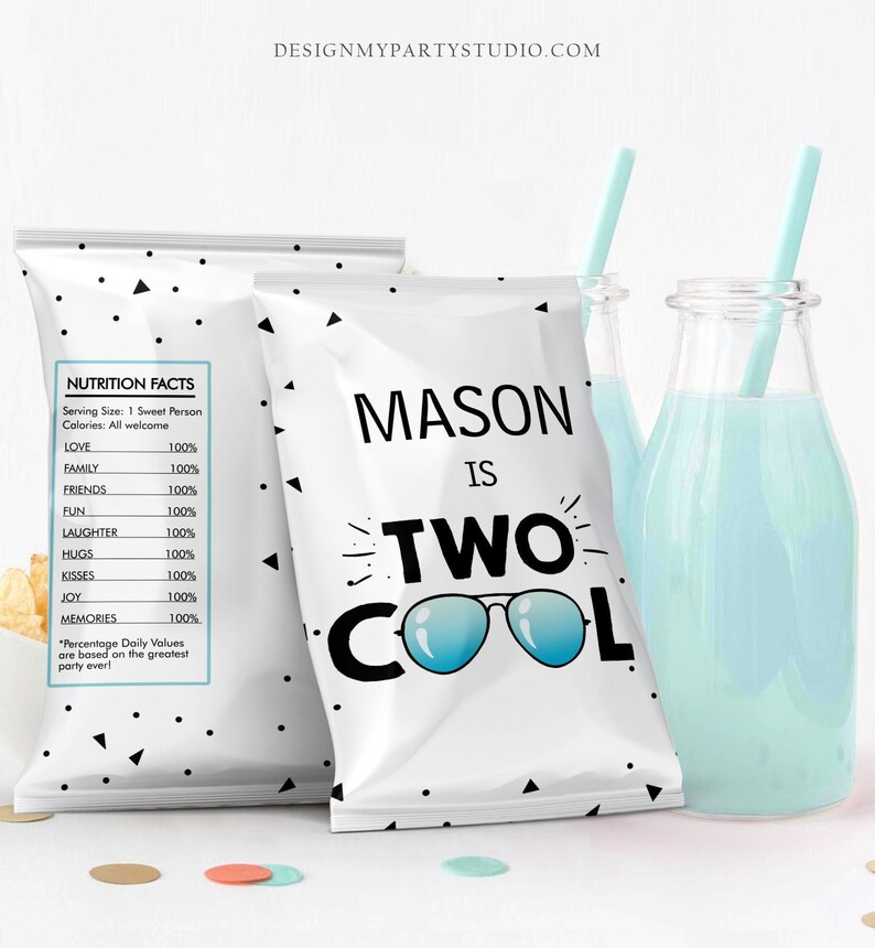 Editable Two Cool Chip Bag Boy 2nd Birthday Party Decor Boy - Etsy