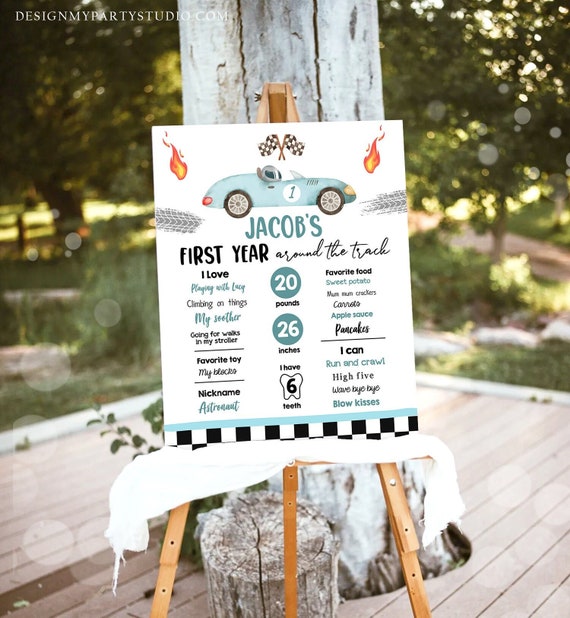 Editable Racing Racing Birthday Milestones Sign First Trip Boy Birthday ...