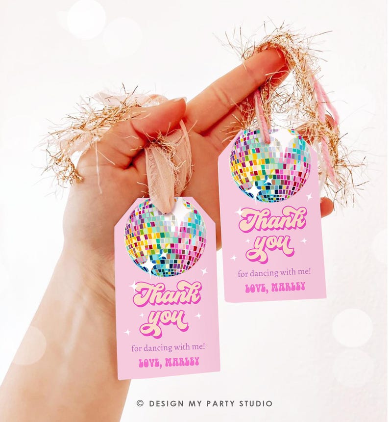 Editable Disco Ball Favor Tag Let's Disco Adult Party Birthday Thank ...