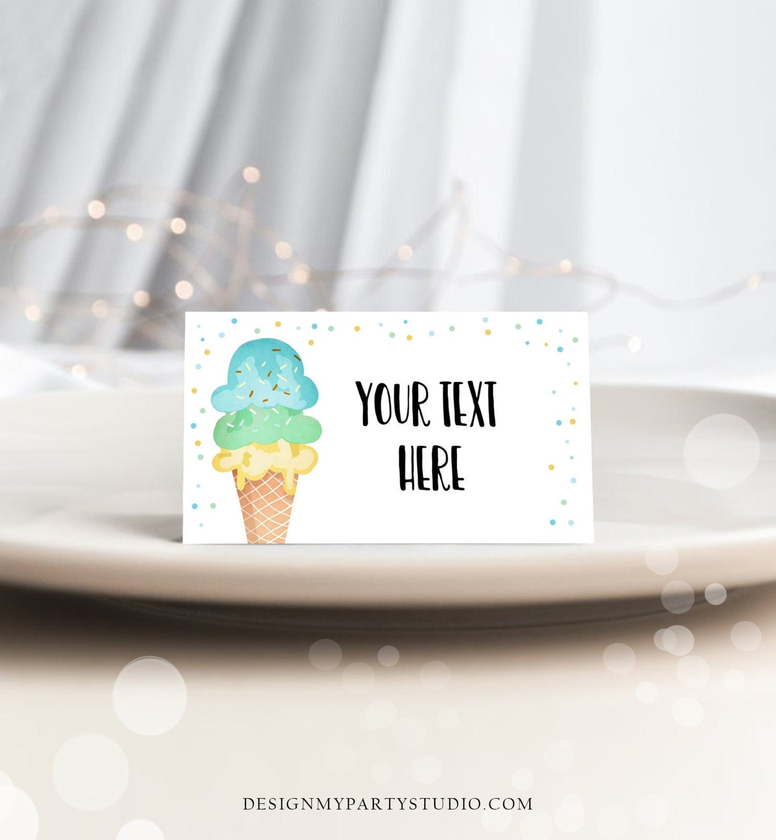 Editable Ice Cream Food Labels Ice Cream Birthday Food Cards | Etsy