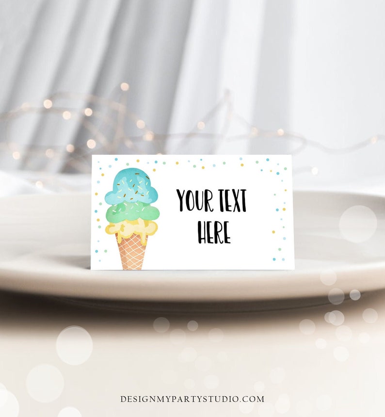 Editable Ice Cream Food Labels Ice Cream Birthday Food Cards | Etsy