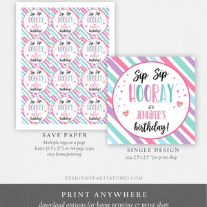 Editable Crazy Straw Tags Birthday Tags Sip Sip Hooray Its Your ...