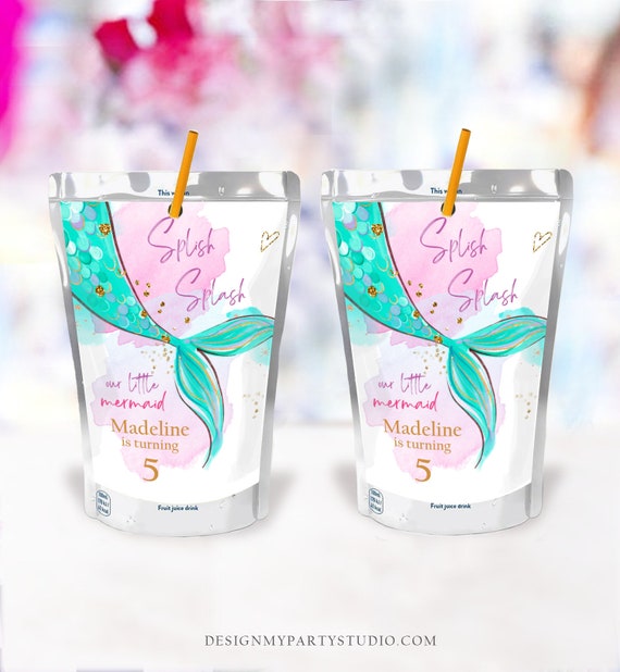 Editable Mermaid Capri Sun Labels Juice Pouch Labels Mermaid Birthday ...