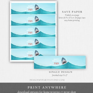 Editable Shark Water Bottle Labels Shark Water Labels Boy Shark ...