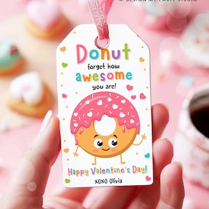 Editable Donut Forget How Awesome You Are Valentines Day Gift Tag ...