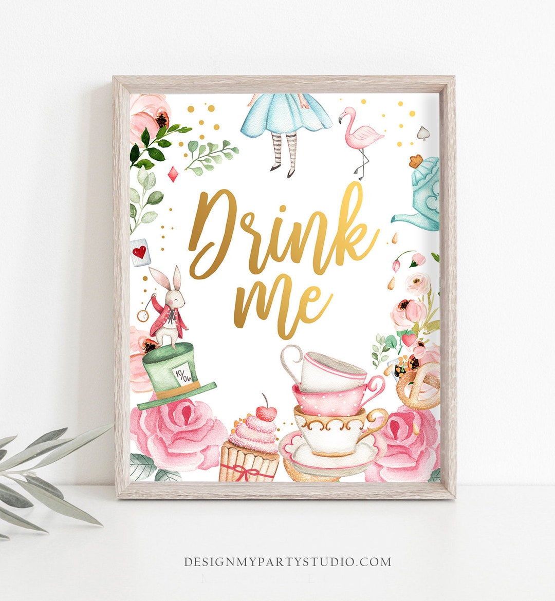 Drink Me Sign Alice in Wonderland Party Sign Mad Tea Party - Etsy