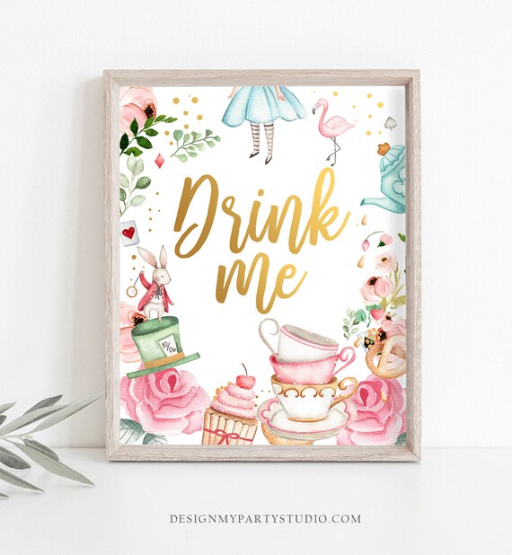 Drink Me Sign Alice in Wonderland Party Sign Mad Tea Party Alice in ...