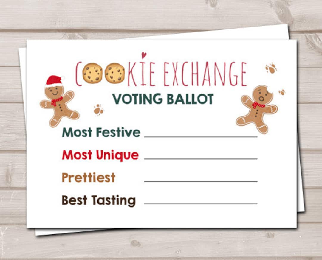 Cookie Exchange Voting Ballots Cookie Vote Cards Christmas Cookie Party ...