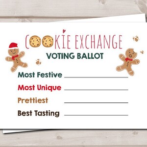 Cookie Exchange Voting Ballots Cookie Vote Cards Christmas Cookie Party ...
