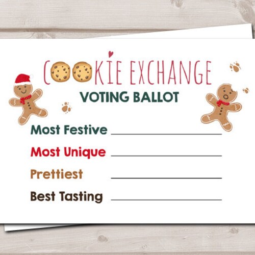 Cookie Exchange Voting Ballots Cookie Vote Cards Christmas - Etsy
