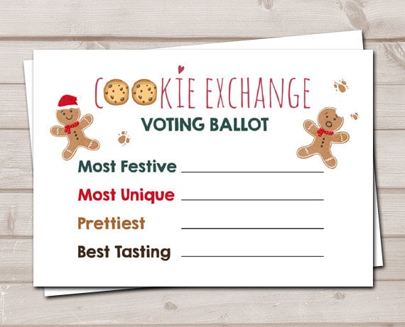 Cookie Exchange Voting Ballots Cookie Vote Cards Christmas | Etsy