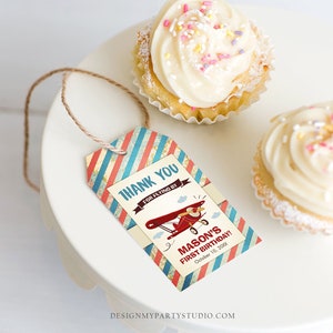 Editable Airplane Favor Tags Birthday Thank You Tag Vintage Red ...