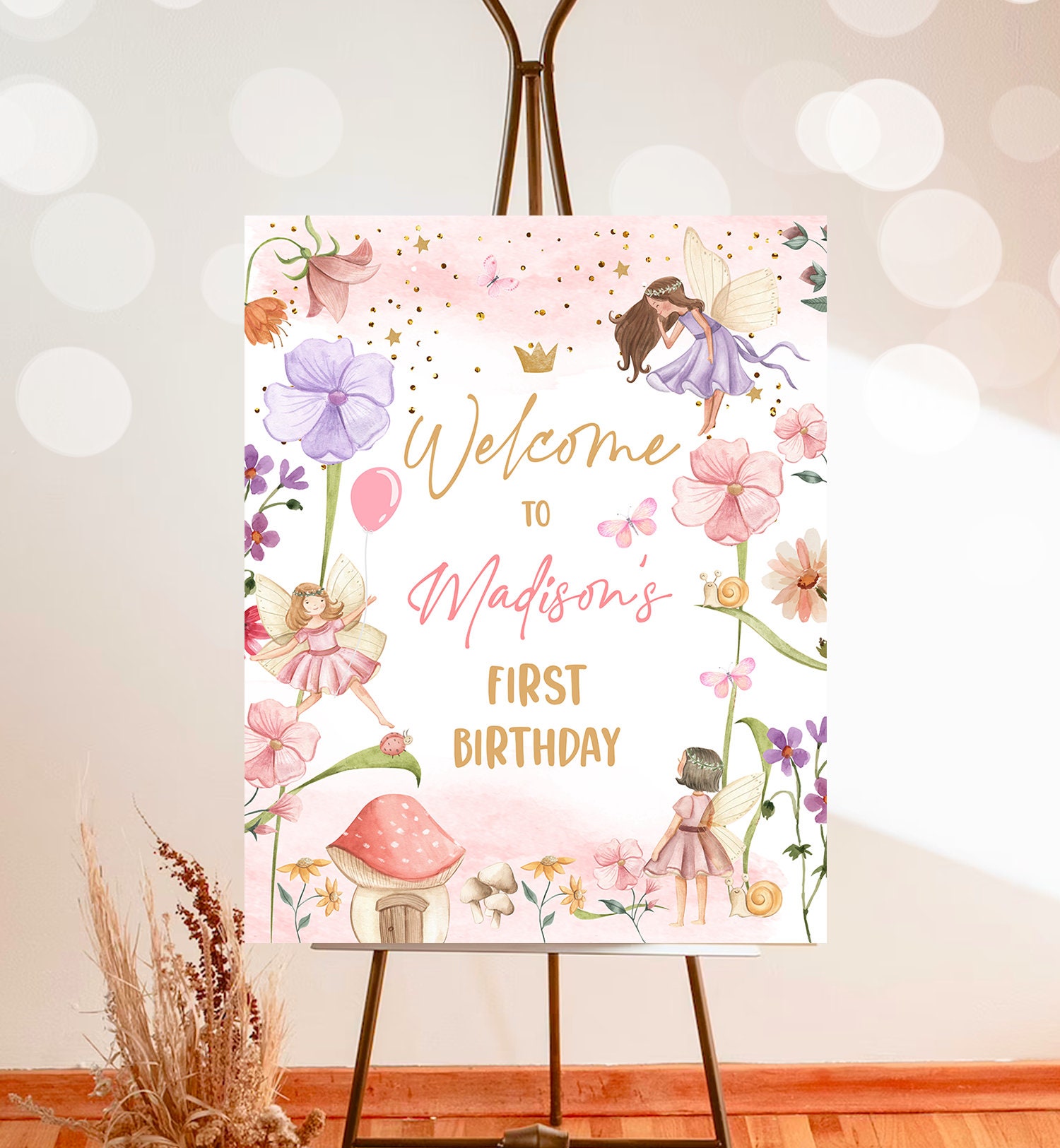 Editable Fairy Birthday Welcome Sign Fairy Garden Sign Whimsical ...