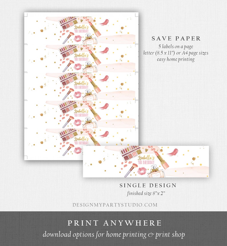 Editable Spa Party Water Bottle Labels Spa Birthday Party Girl - Etsy