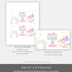 Editable Unicorn Birthday Party Gable Box Favor Label Magical Unicorn ...
