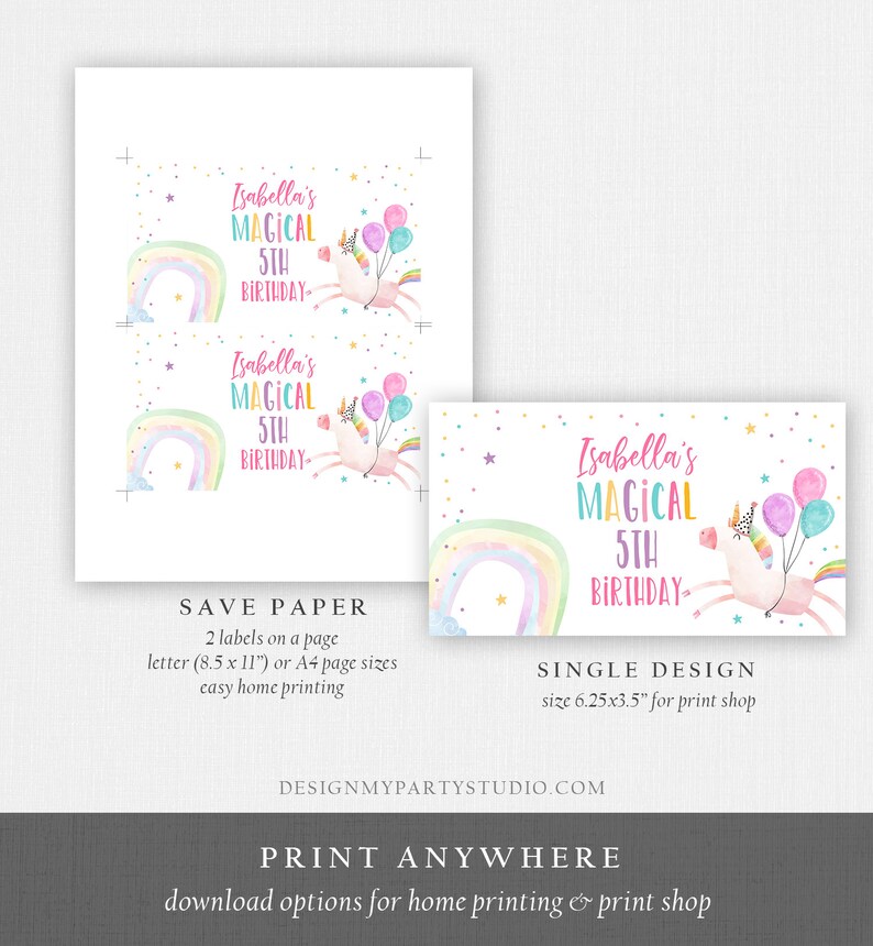 Editable Unicorn Birthday Party Gable Box Favor Label Magical Unicorn ...