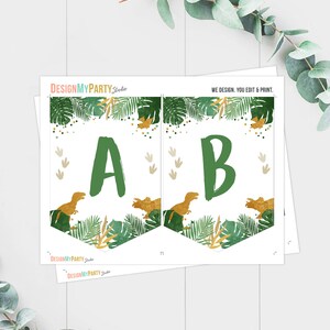 Dinosaur Birthday Banner A-Z Alphabet Numbers Banner First Happy ...