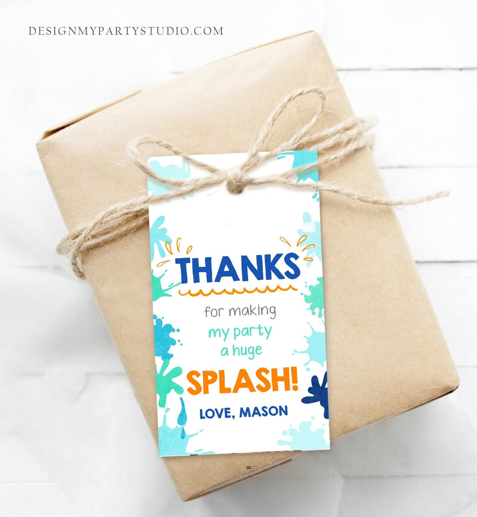 Editable Pool Party Favor Tag Splish Splash Birthday Bash - Etsy