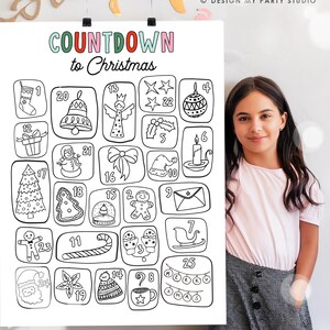 Christmas Advent Calendar Christmas Countdown Poster Kids Classroom ...