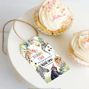 Editable Party Animals Favor Tags Wild One Animals Thank You Tags ...
