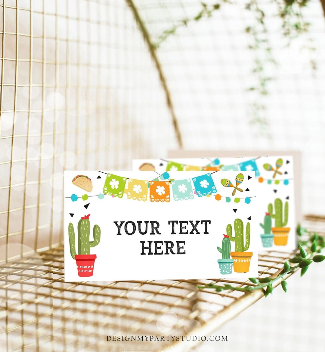 Editable Fiesta Taco Food Labels Fiesta Party Place Card Tent Card ...
