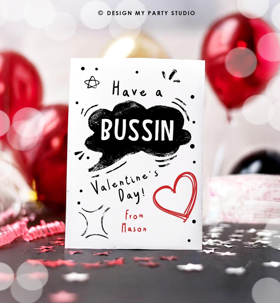 Editable Funny Valentine's Day Card Slang Valentine Kids Bussin Teen ...