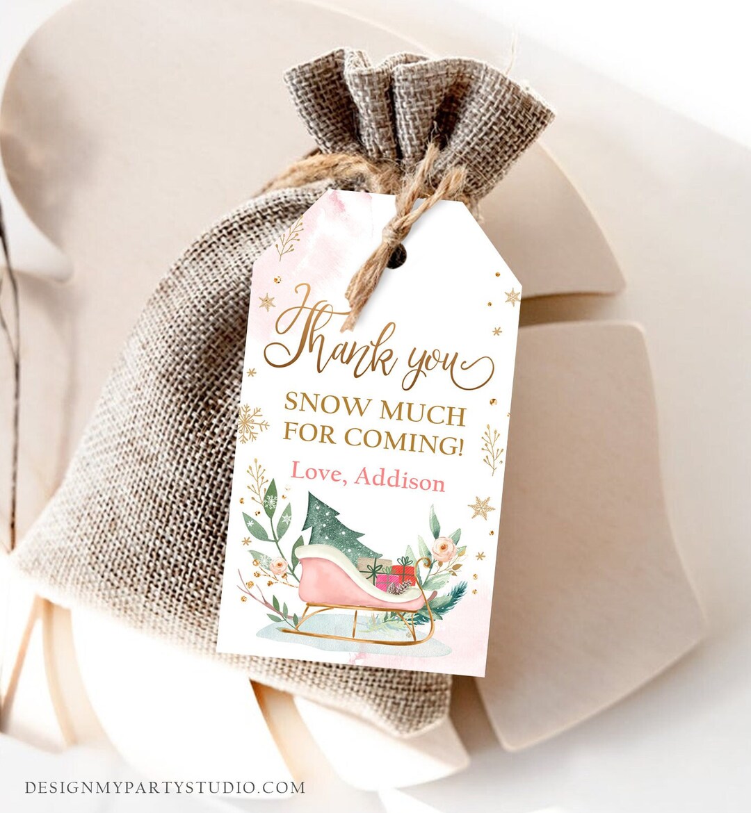 Editable Sleigh Favor Tags Holiday Gift Tags Winter Merry Christmas ...