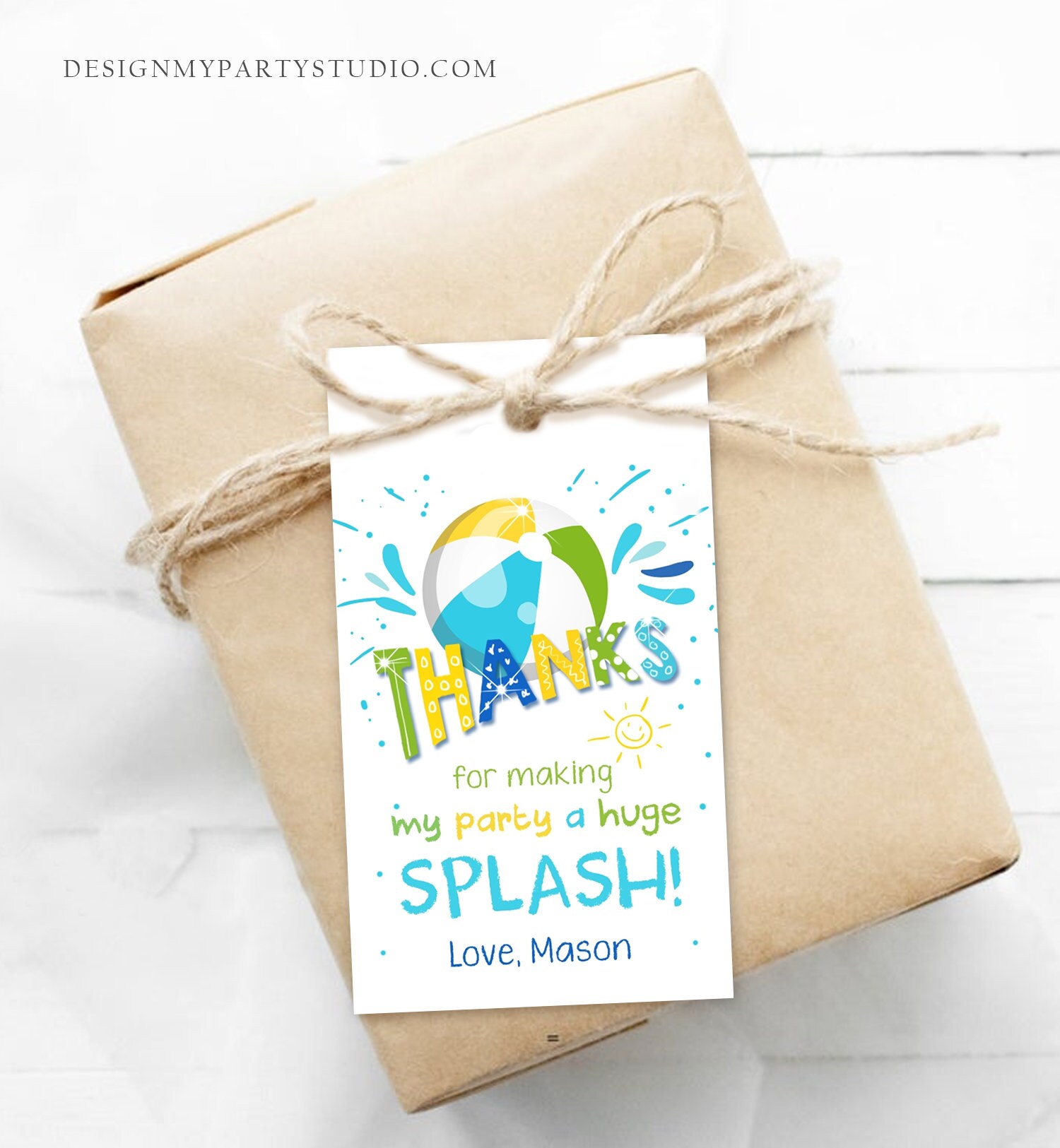 Editable Pool Party Favor Tag Splish Splash Birthday Bash - Etsy
