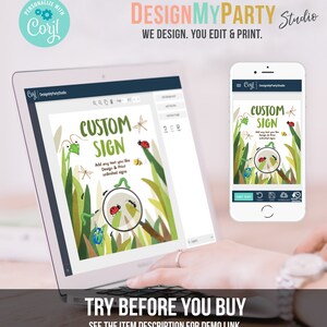 Editable Custom Sign Bug Birthday Sign Bugs Decor Bug Party Table Sign ...