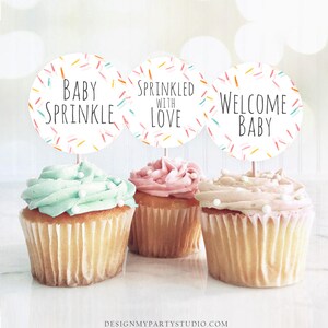 Baby Sprinkle Cupcake Toppers Favor Tags Baby Sprinkle Decoration ...