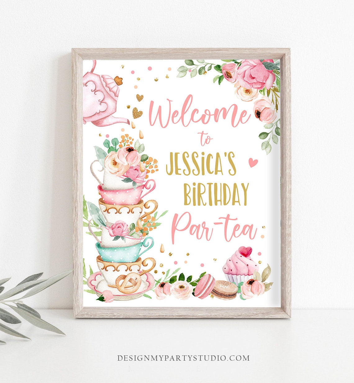 Editable Birthday Tea Party Welcome Sign Birthday Par-tea - Etsy