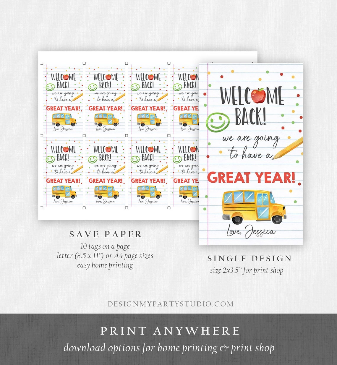 Editable Welcome Back to School Tag Happy First Day of School | Etsy