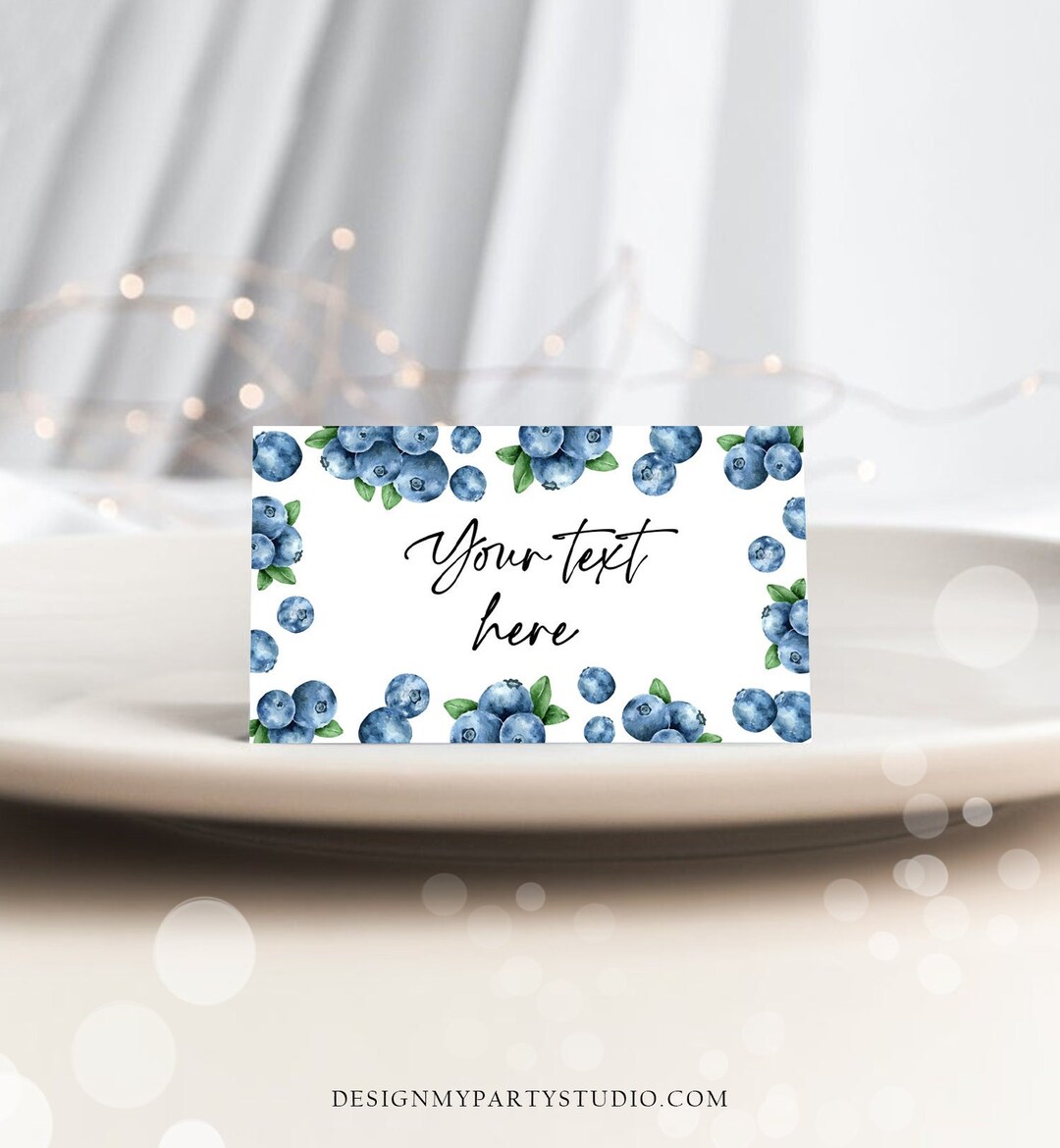 Editable Blueberry Food Labels Birthday Party Place Card Food Tents ...