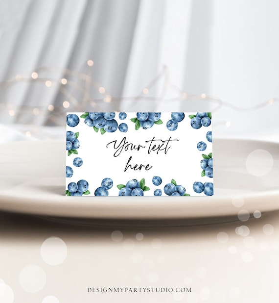 Editable Blueberry Food Labels Birthday Party Place Card Food Tents ...