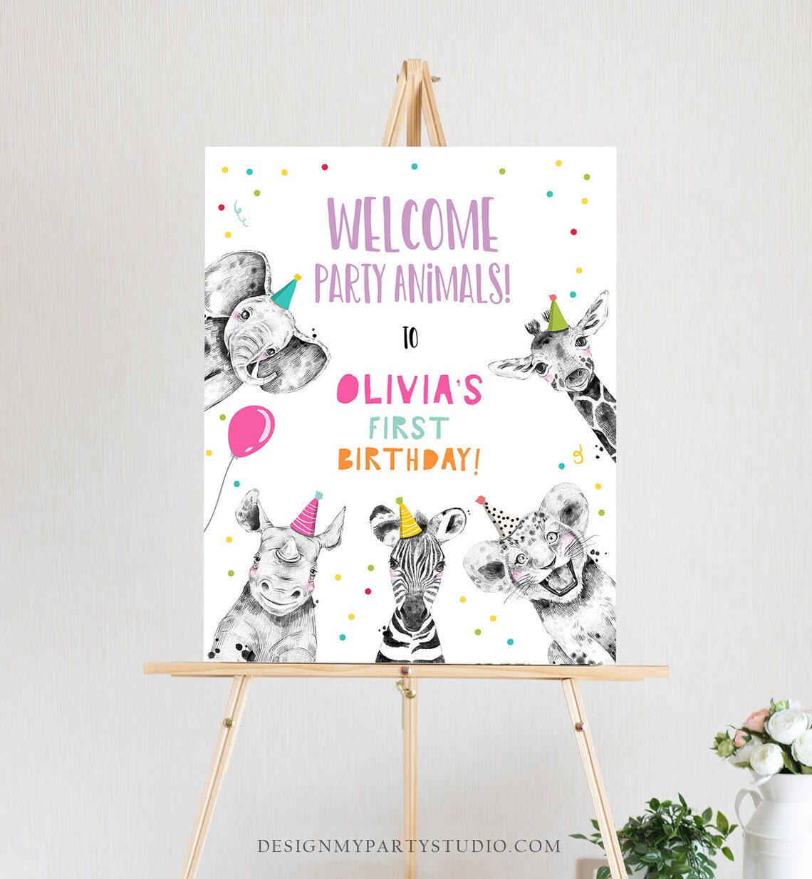 Editable Party Animals Welcome Sign Party Animal Sign Zoo - Etsy
