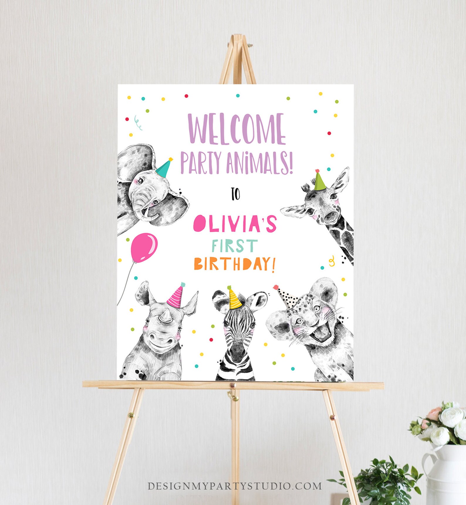 Editable Party Animals Welcome Sign Party Animal Sign Zoo - Etsy