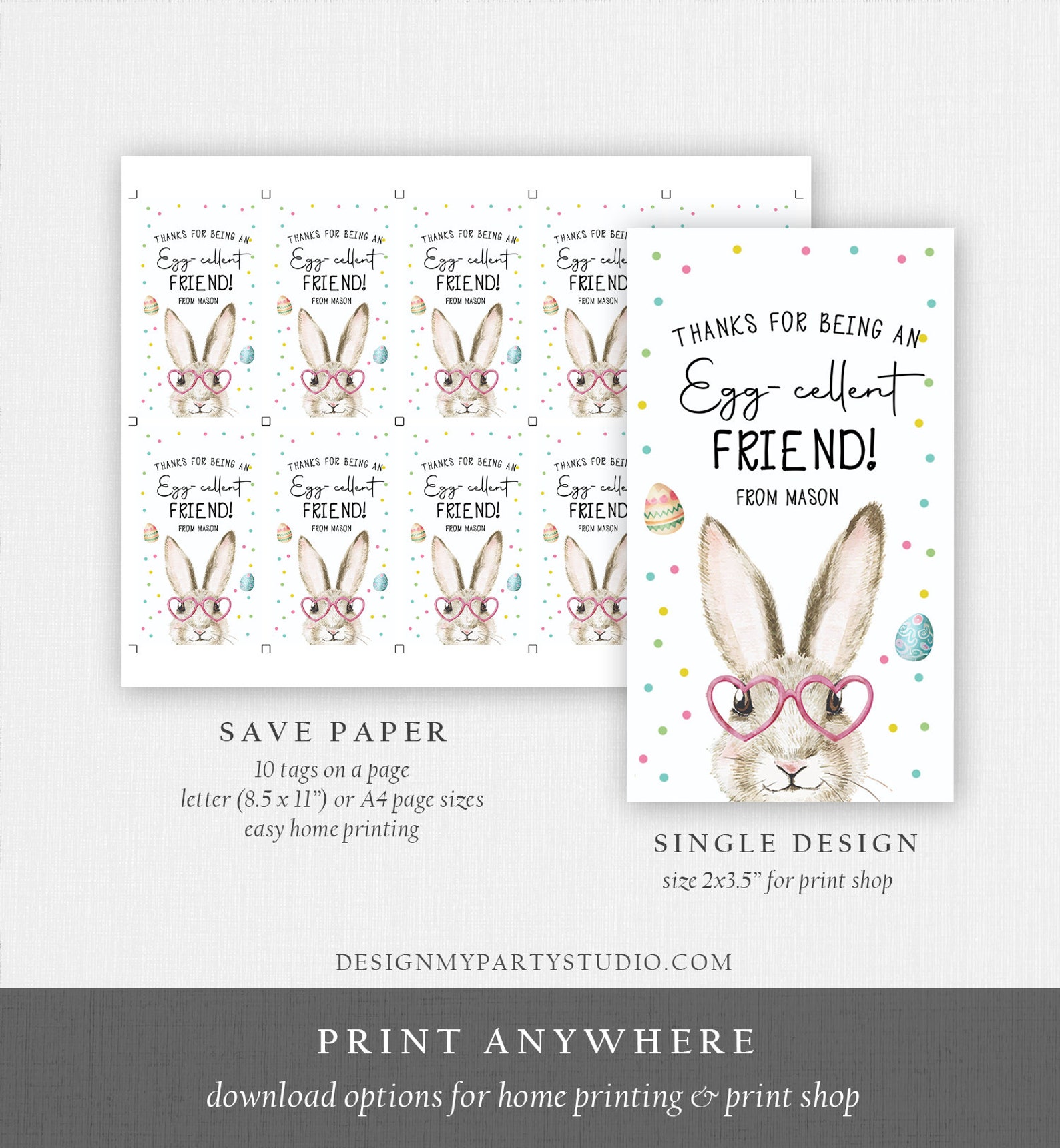 Editable Easter Friend Gift Tags Easter Eggcellent Friend Classroom ...
