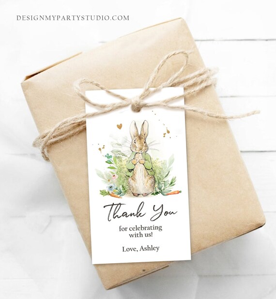 Editable Peter Rabbit Baby Shower Favor Tags Bunny Thank you Tags ...