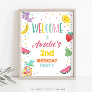 Editable Welcome Sign Fruit Birthday Tutti Fruity Party Fruit - Etsy