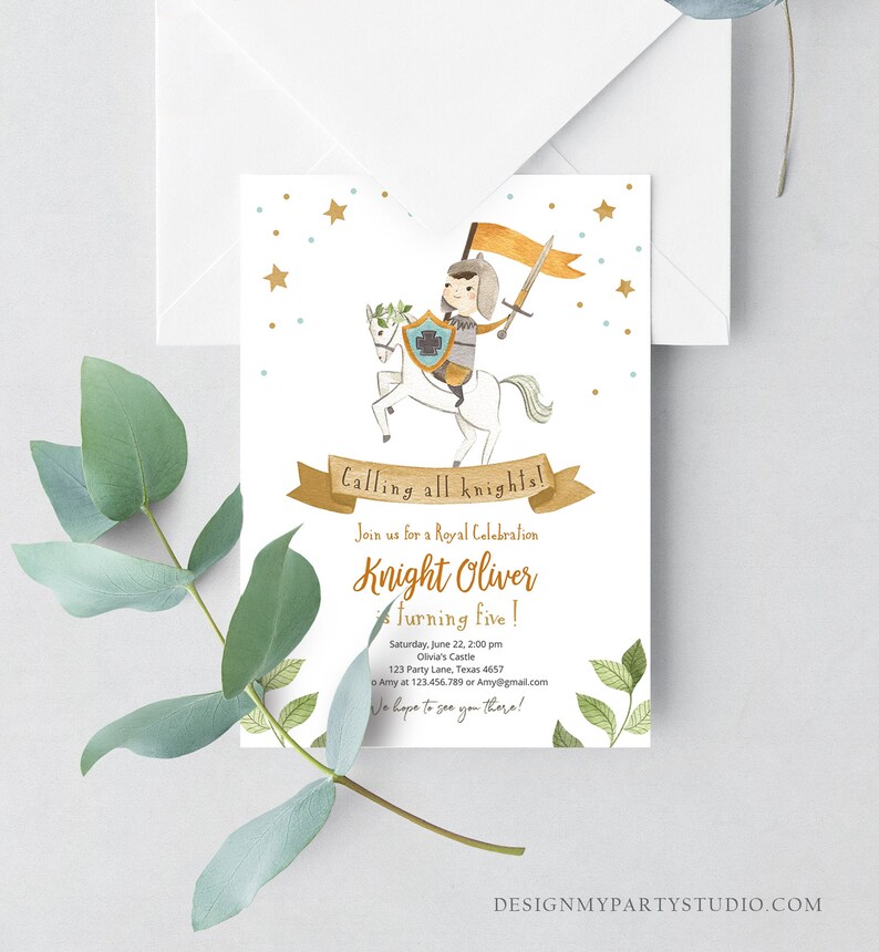 Editable Knight Birthday Invitation Boy Royal Birthday Once - Etsy