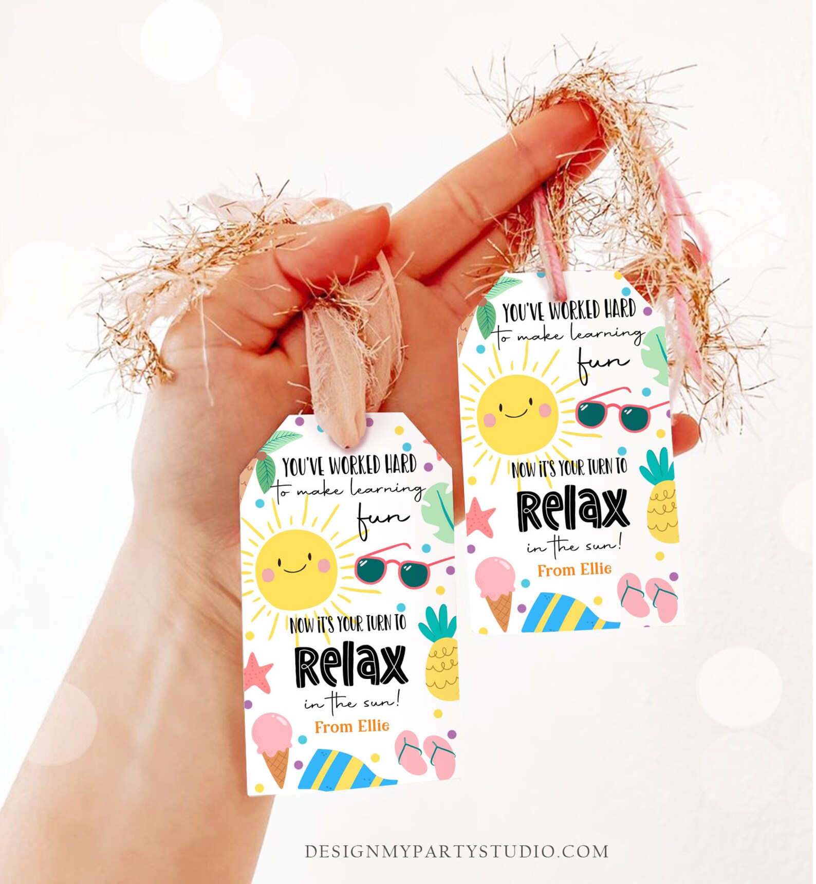 Editable Summer Teacher Appreciation Gift Tag Kids Your Turn to Relax ...
